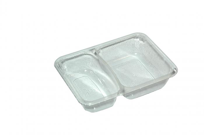 2171-2b-a: 2 Compartment Rectangular APET Food tray | CiMa-Pak