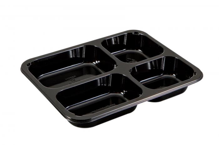 2227-4b-a: 4 Compartment Rectangular APET Food tray | CiMa-Pak